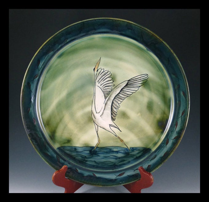 Dancing Crane platter | Lisa Ernst Porcelain